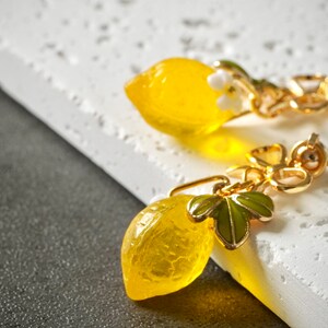 Lemon Earrings, Lemon Dangle Earrings, Fruit Stud Earrings, Food ...