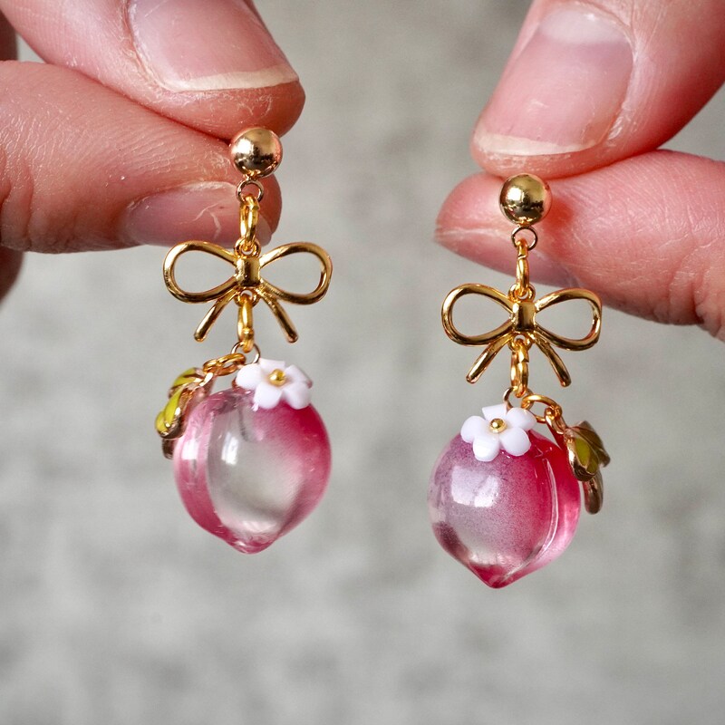 Peach Earrings - Etsy