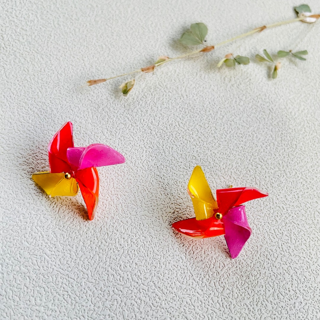 Rotatable Windmill Earrings Pinwheel Studs, Playful Earrings,cute Studs ...
