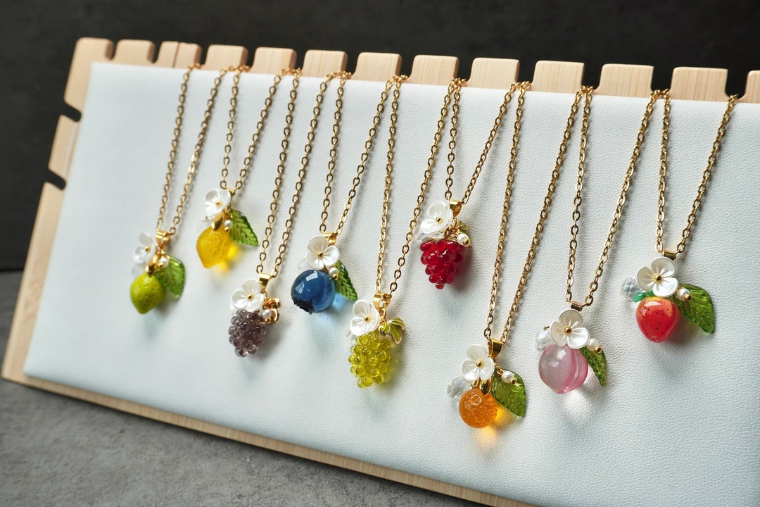 Cute Fruit Necklace, Autumn Jewelry, Food Necklace, Strawberry ...