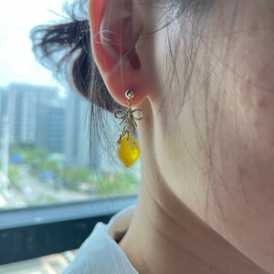 Lemon Earrings, Lemon Dangle Earrings, Fruit Stud Earrings, Food ...
