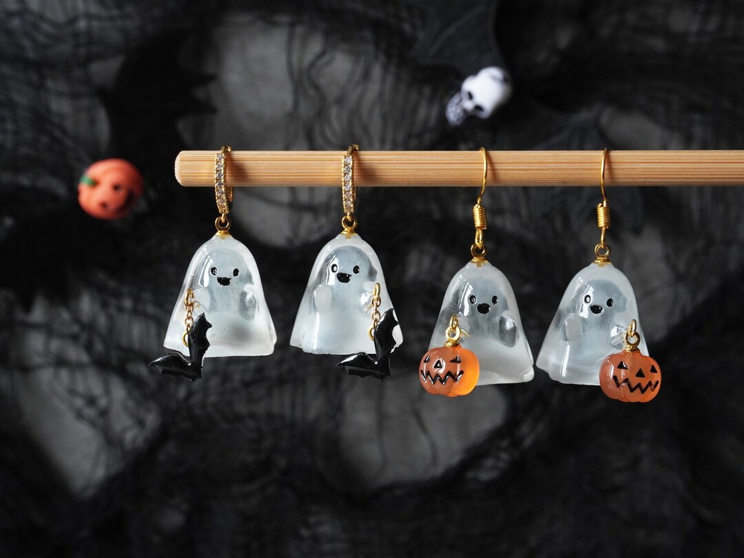 Halloween Pumpkin Ghost Earrings, Red Devils, Ghost Earrings With Bats ...