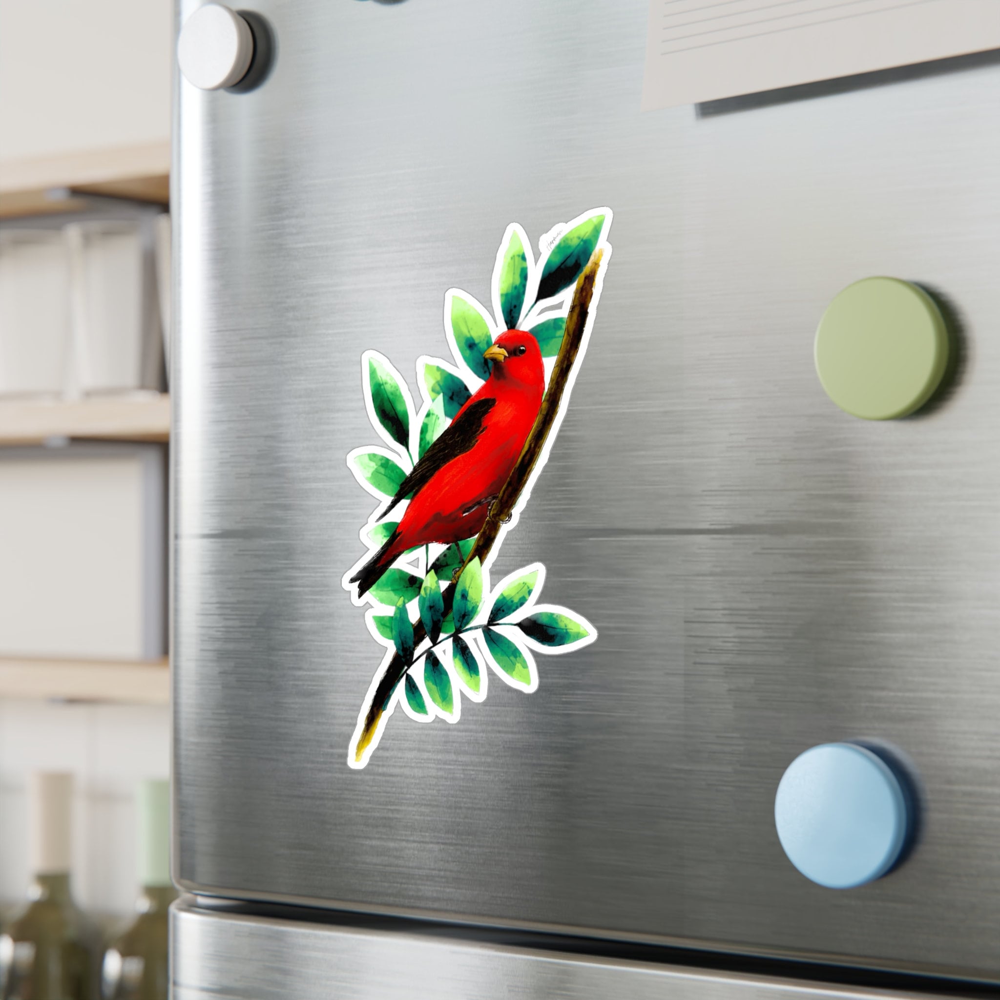 Scarlet Tanager Vinyl Decal - Etsy