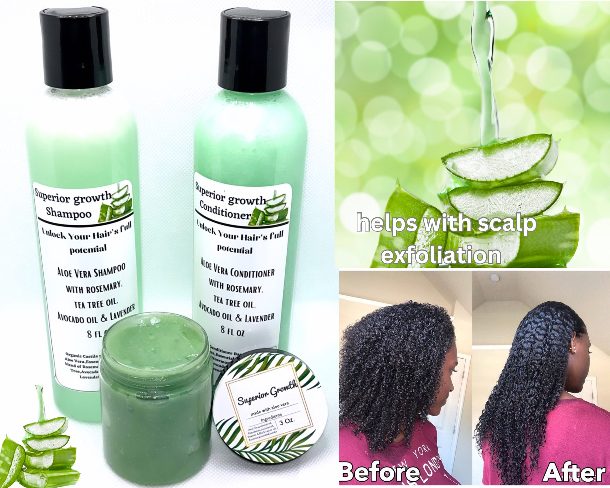 Superior Growth Aloe Vera Grease With Aloe Vera Shampoo Conditioner Combo Etsy