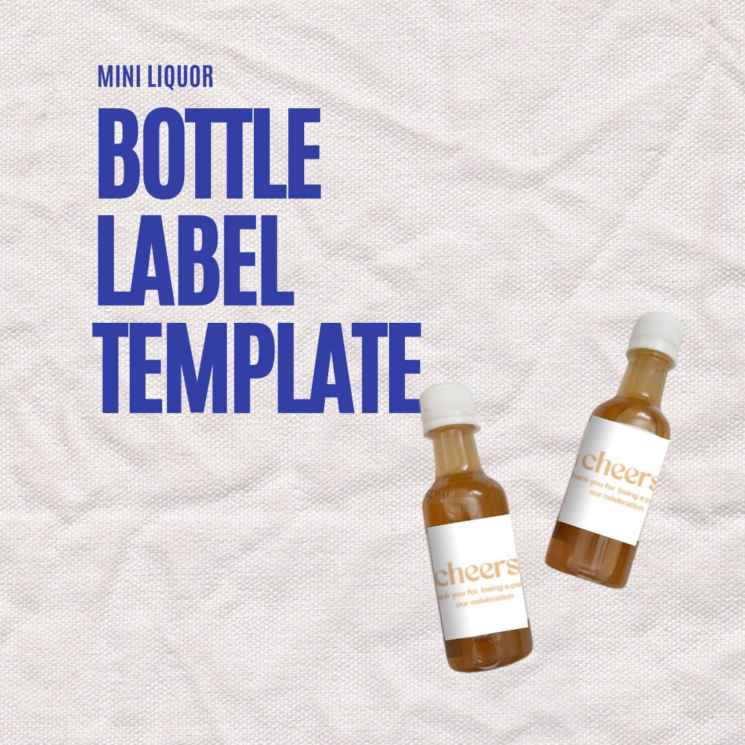 Personalised Mini Liquor Bottle Label Template, Editable Modern Wedding ...