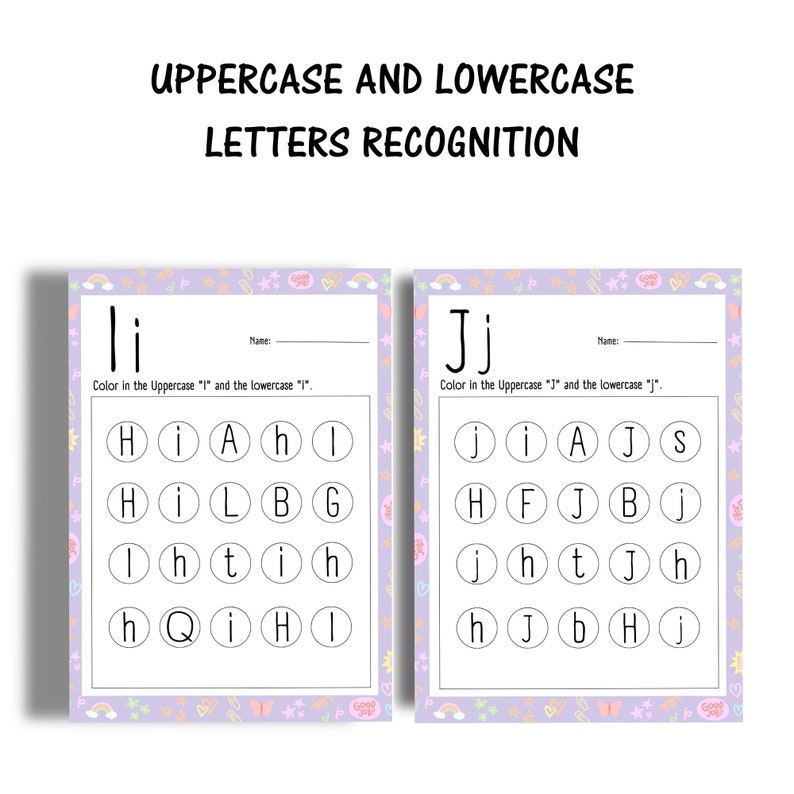 Printable Letter Recognition Worksheets Uppercase and - Etsy