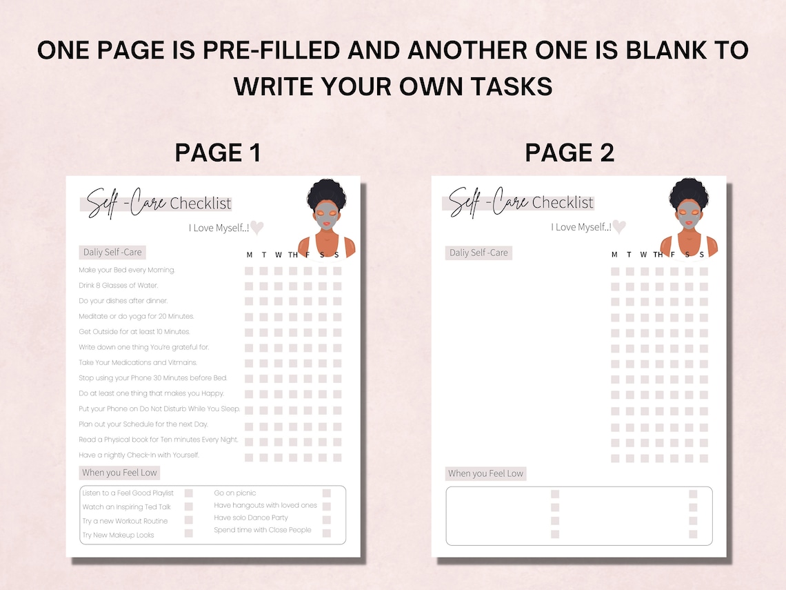 Printable Daily Self Care Tracker Weekly Self Care Tracker - Etsy