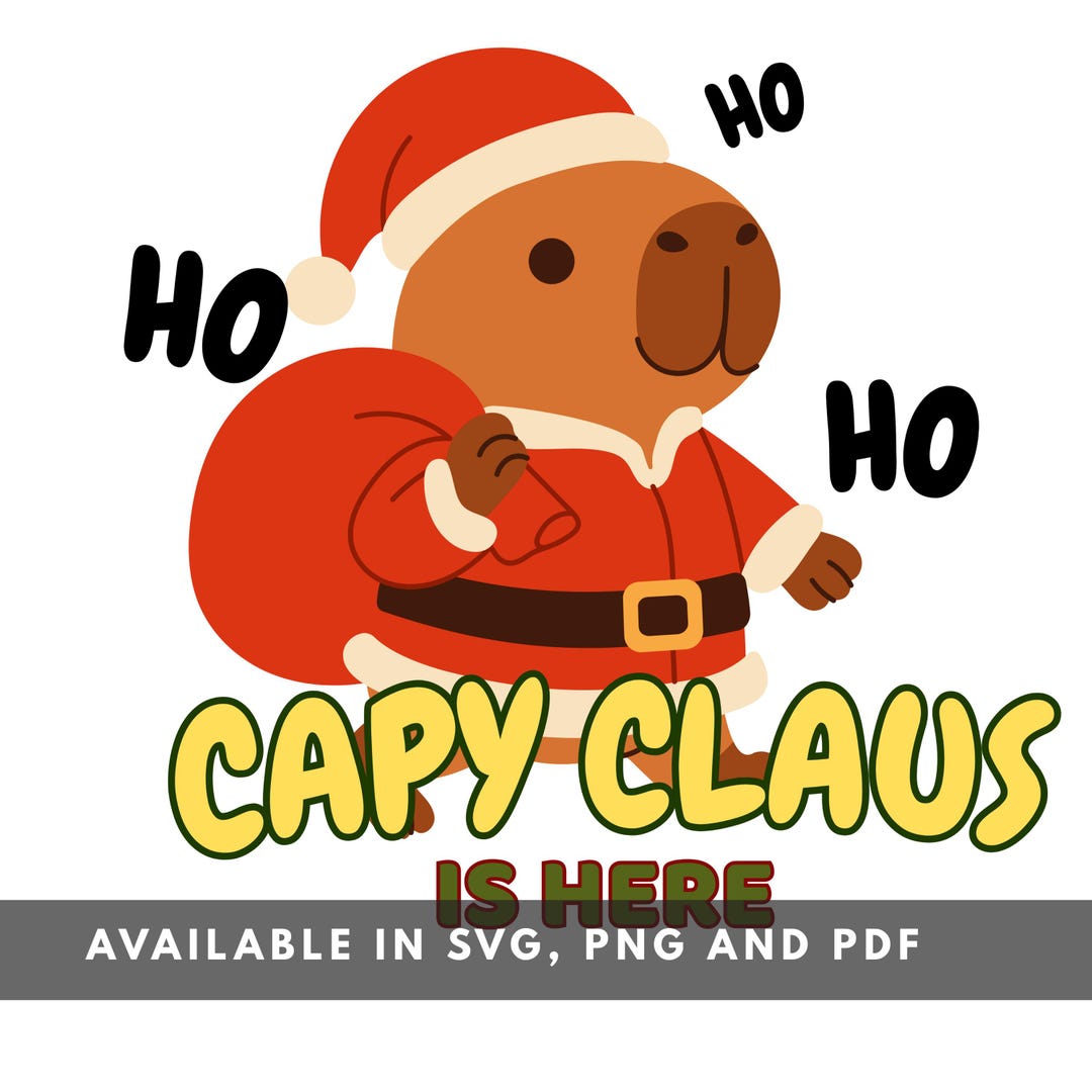 Cute Capybara Svg, Christmas Capybara, Cute Capy Claus Svg, Capybara ...