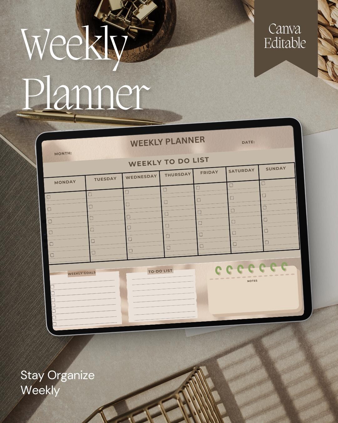 Canva Editable Weekly Planner | A4 Weekly Planner Landscape | A4 Weekly ...
