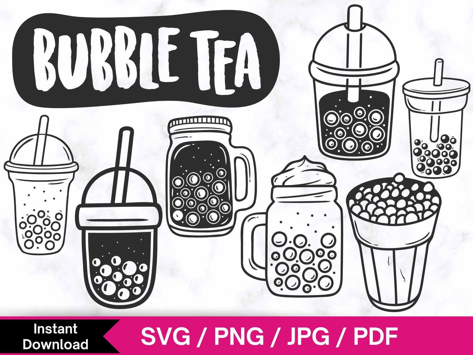 Boba Tea Doodle Svg, Boba Tea Svg, Bubble Tea Svg, Cute Boba Tea Svg ...