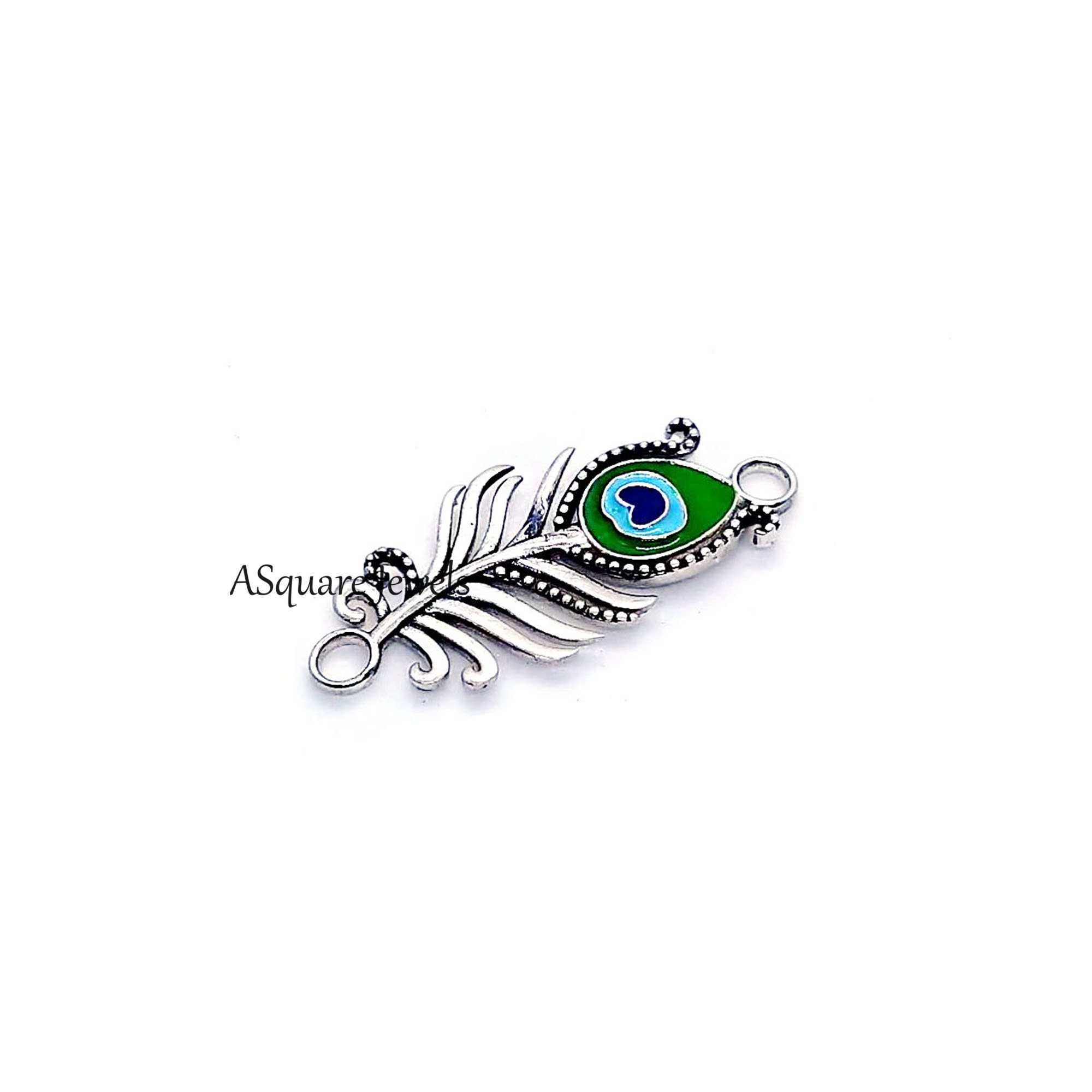 925 Sterling Silver Peacock Feathers Bracelet Charms Enamel Peacock ...