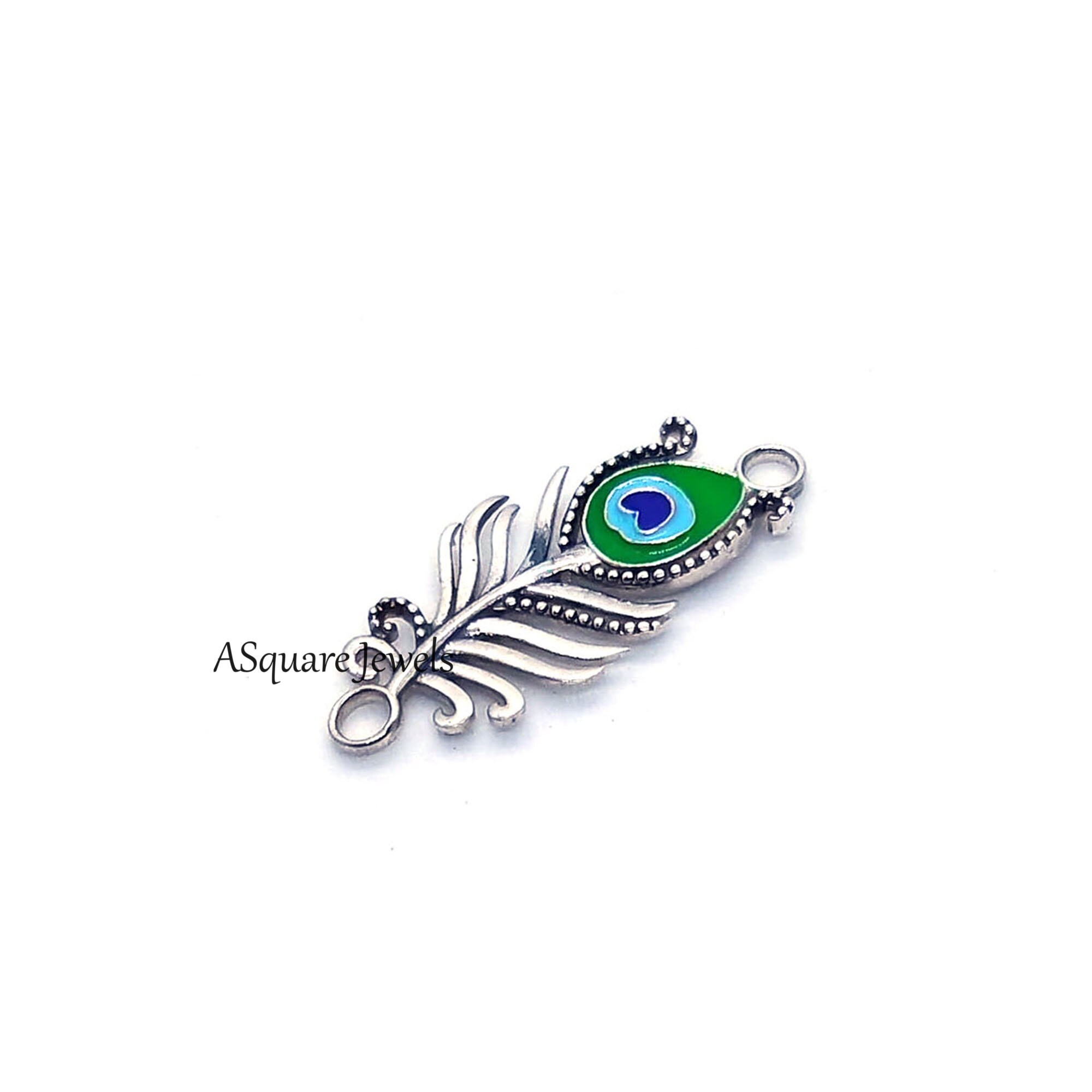 925 Sterling Silver Peacock Feathers Bracelet Charms Enamel Peacock ...