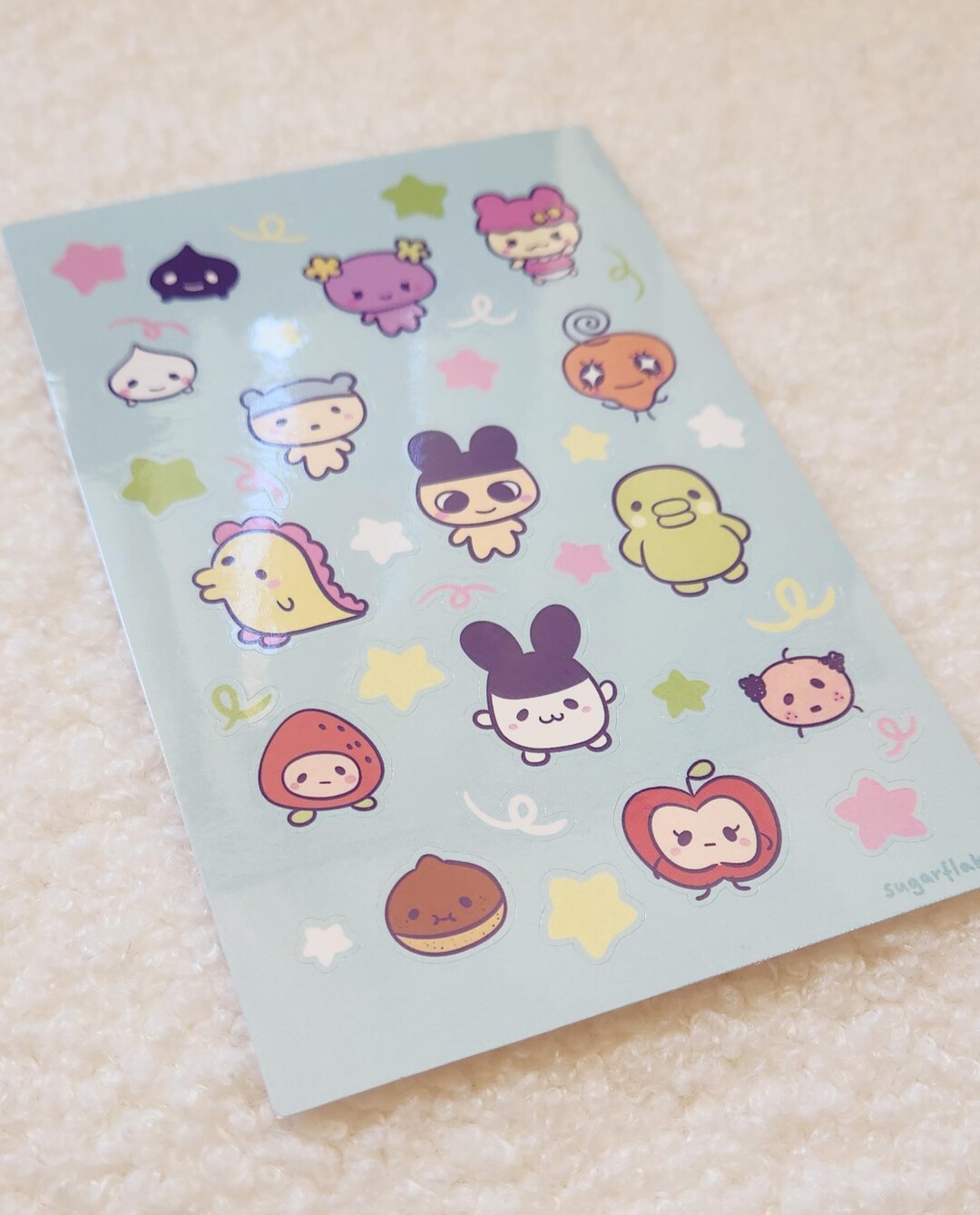 NEW Tama Friends Blue Outline Sticker Sheet Waterproof Vinyl Glossy ...