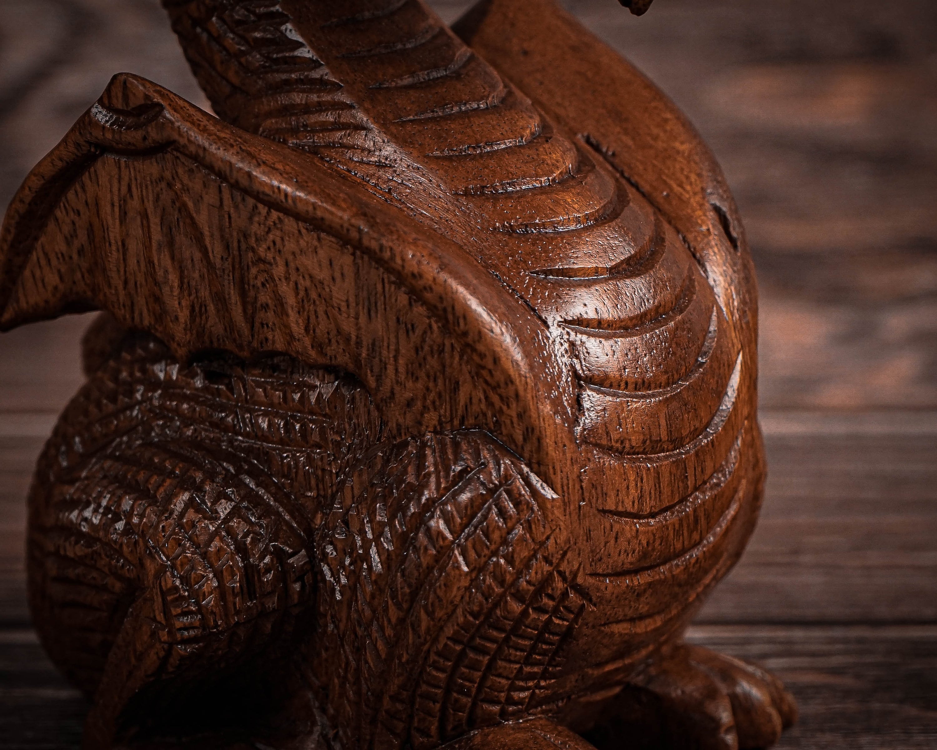 Calm Dragon Statue 6", Wooden Dragon, Handicraft, Fantasy Animal ...