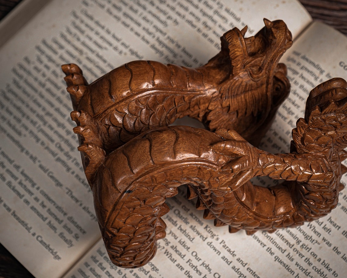 Wooden Dragon Statue 5.9 Unique Sculpture Chinese - Etsy