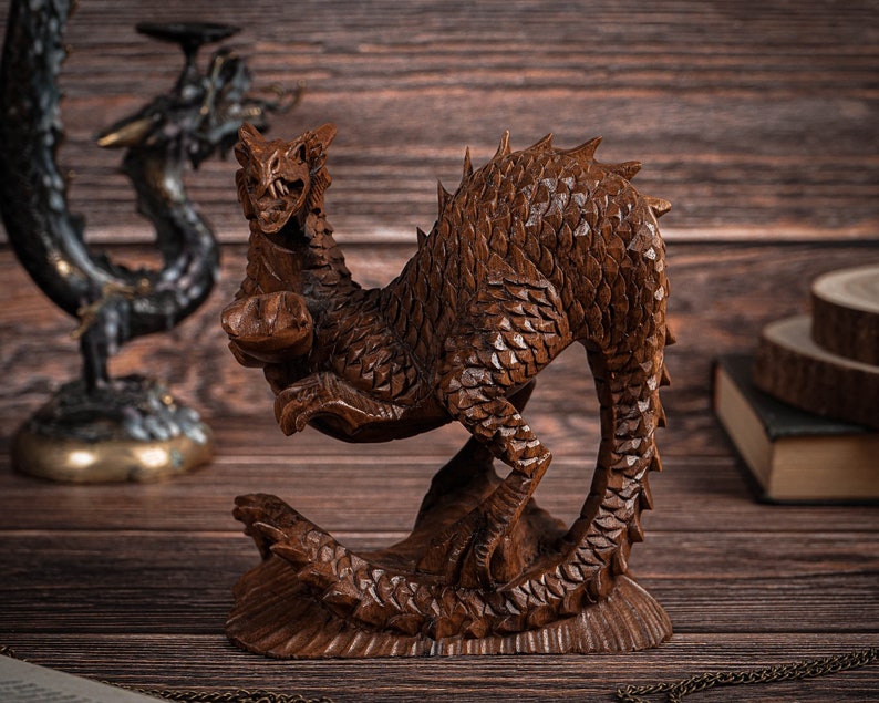 Wooden Dragon Statue 6, Unique Sculpture, Chinese Dragon, Mystical ...