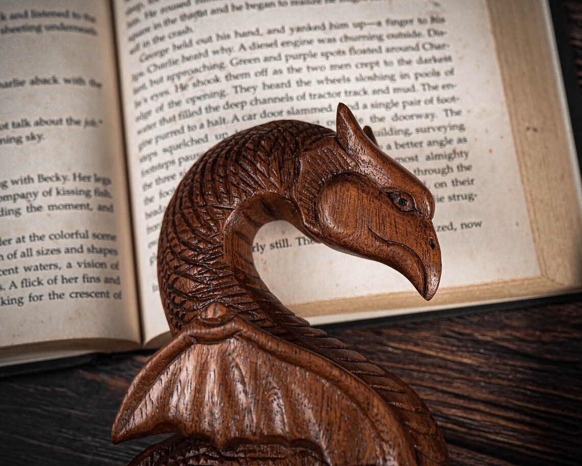 Calm Dragon Statue 6", Wooden Dragon, Handicraft, Fantasy Animal ...