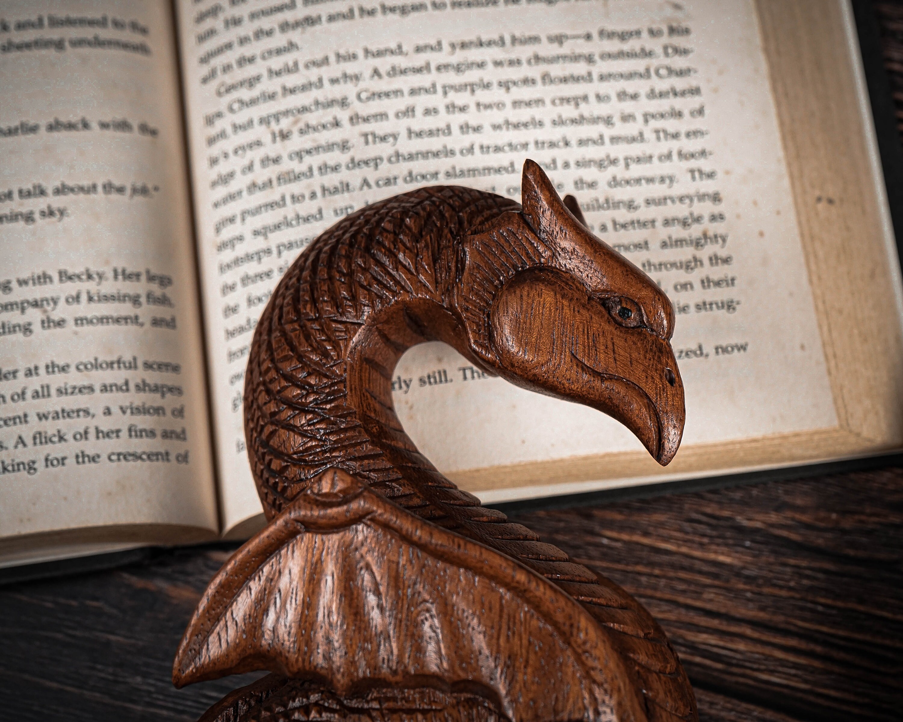 Calm Dragon Statue 6", Wooden Dragon, Handicraft, Fantasy Animal ...