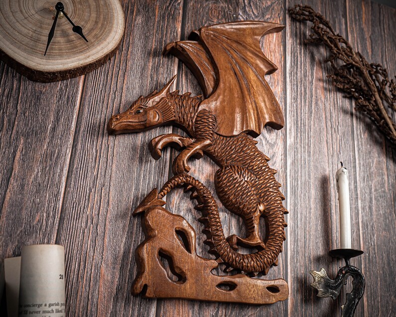 Flying Dragon Wall Statue 15.5, Wall Art, Hanging Dragon, Winged Dragon ...