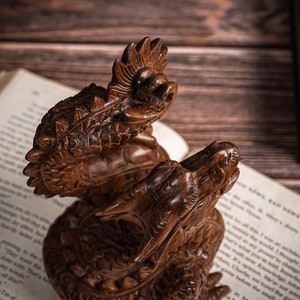 Wooden Dragon Statue 5.9", Unique Sculpture, Chinese Dragon, Mystical ...