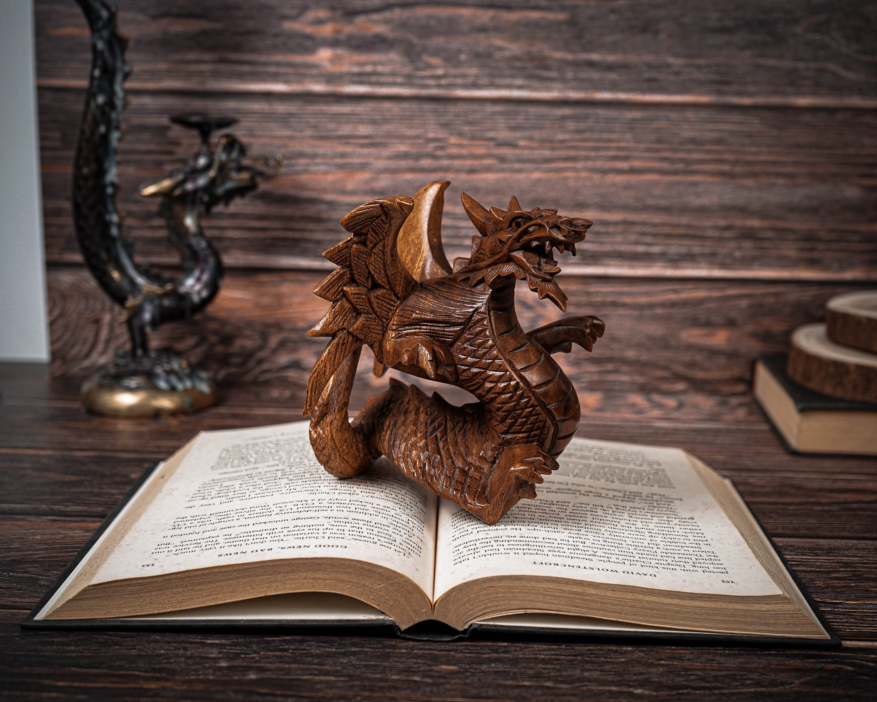 Wooden Dragon Statue 5, Unique Sculpture, Chinese Dragon, Mystical ...