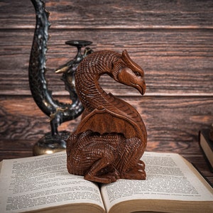 Calm Dragon Statue 6", Wooden Dragon, Handicraft, Fantasy Animal ...