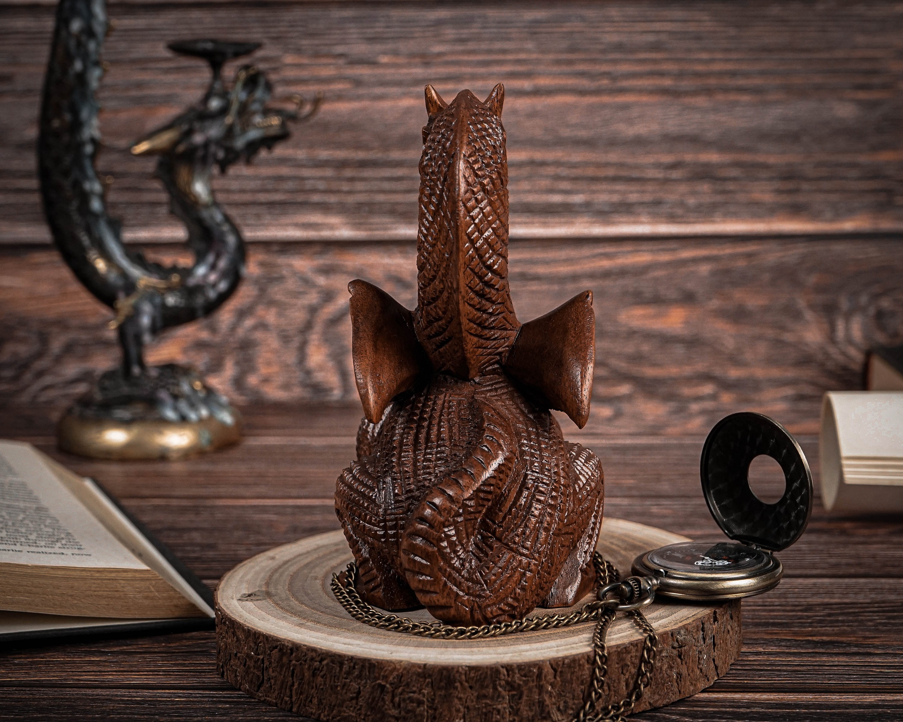 Calm Dragon Statue 6", Wooden Dragon, Handicraft, Fantasy Animal ...