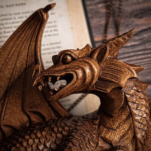 Wooden Dragon Statue 10.3", Unique Sculpture, Chinese Dragon, Mystical ...