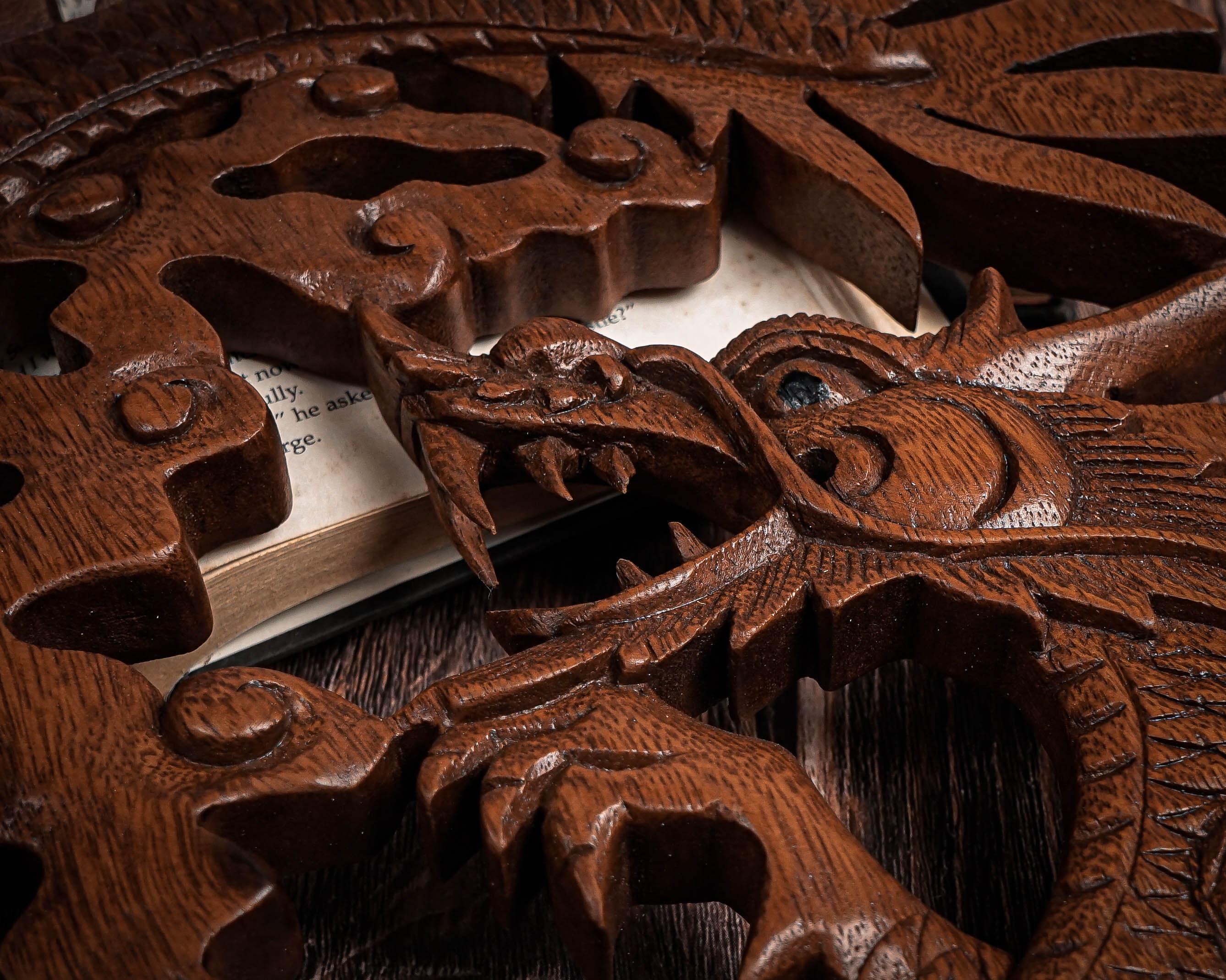 Chinese Dragon Wall Decor, Wall Art 11.5", Dragon Carving, Wood Carving ...