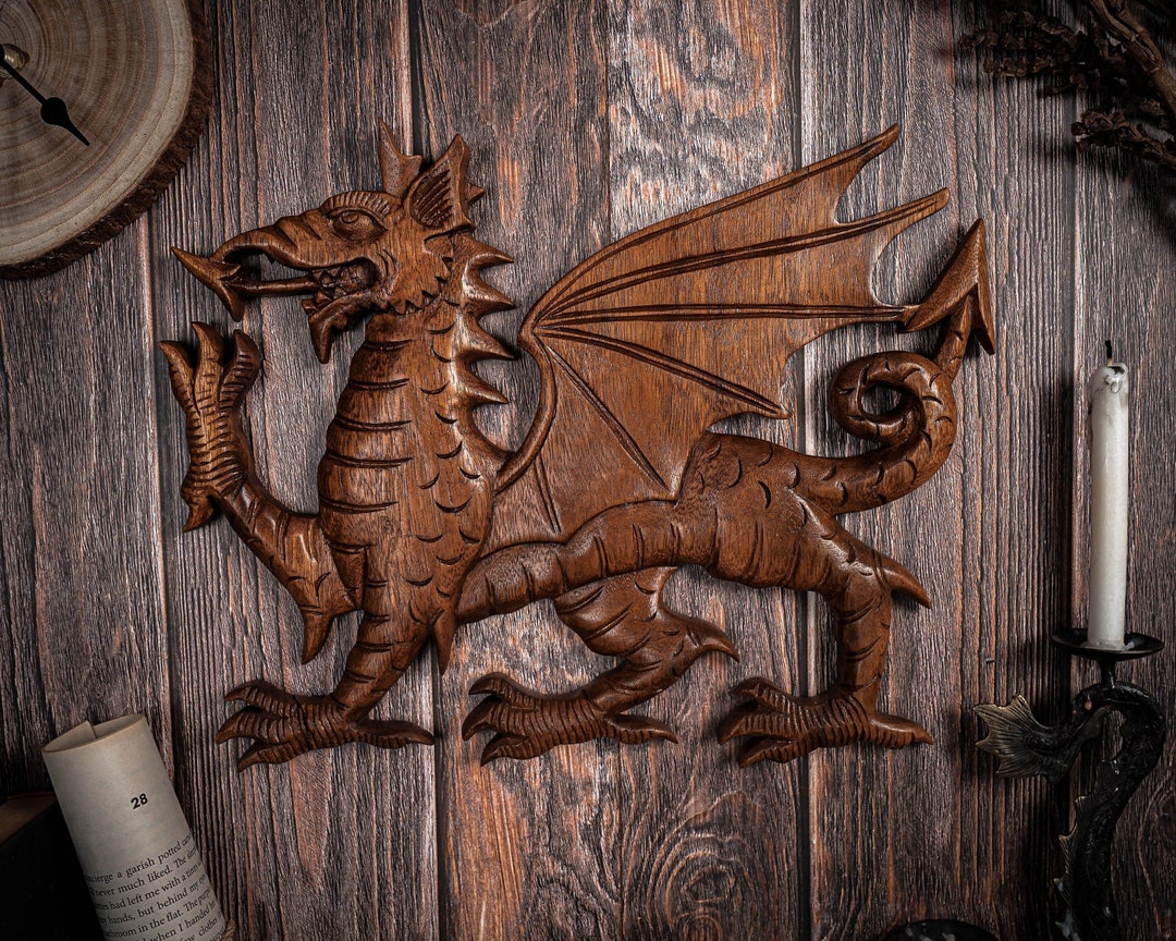Welsh Dragon Wall Decor 13.5" Width, Wall Art, Hanging Wooden Art ...