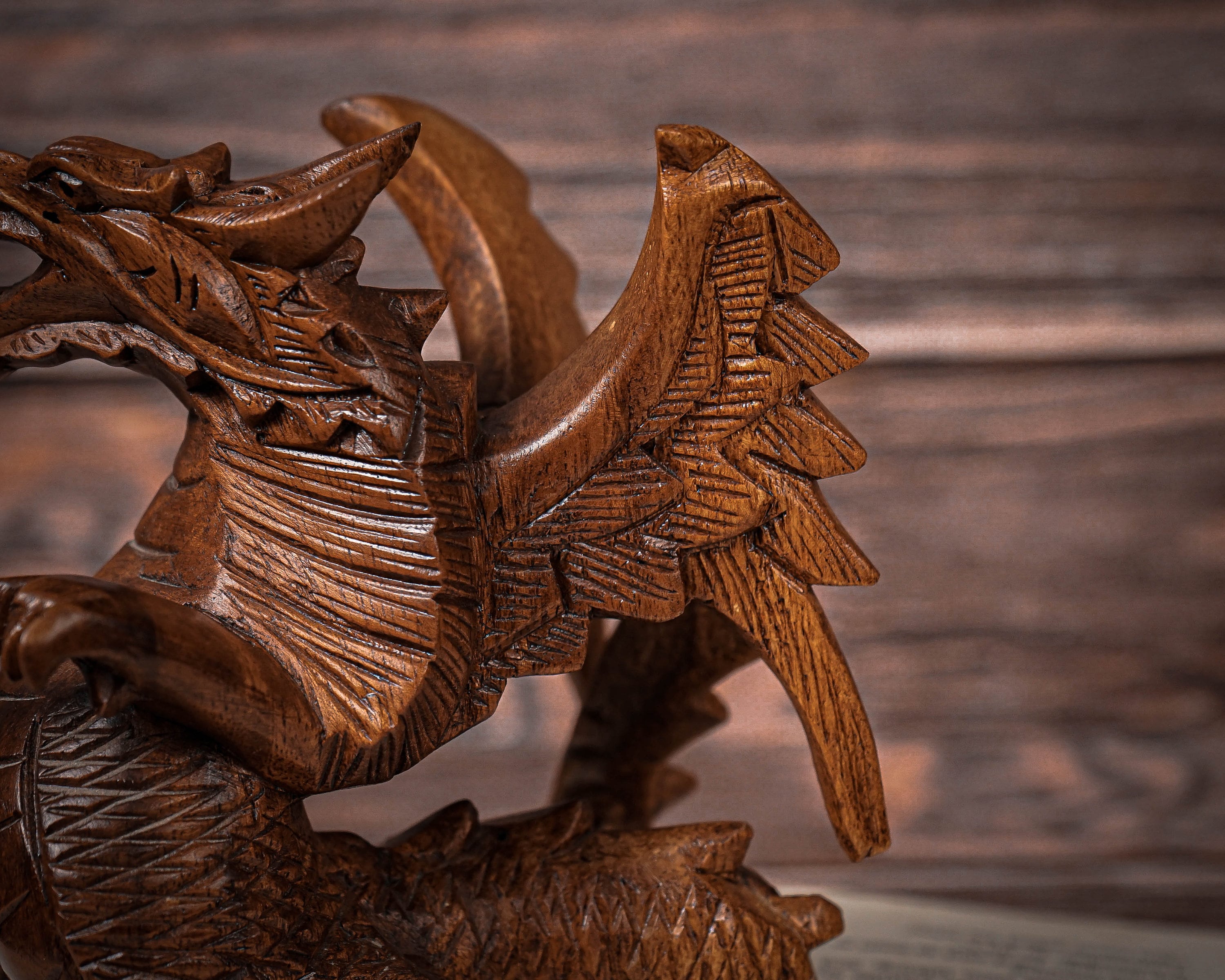 Wooden Dragon Statue 5, Unique Sculpture, Chinese Dragon, Mystical ...