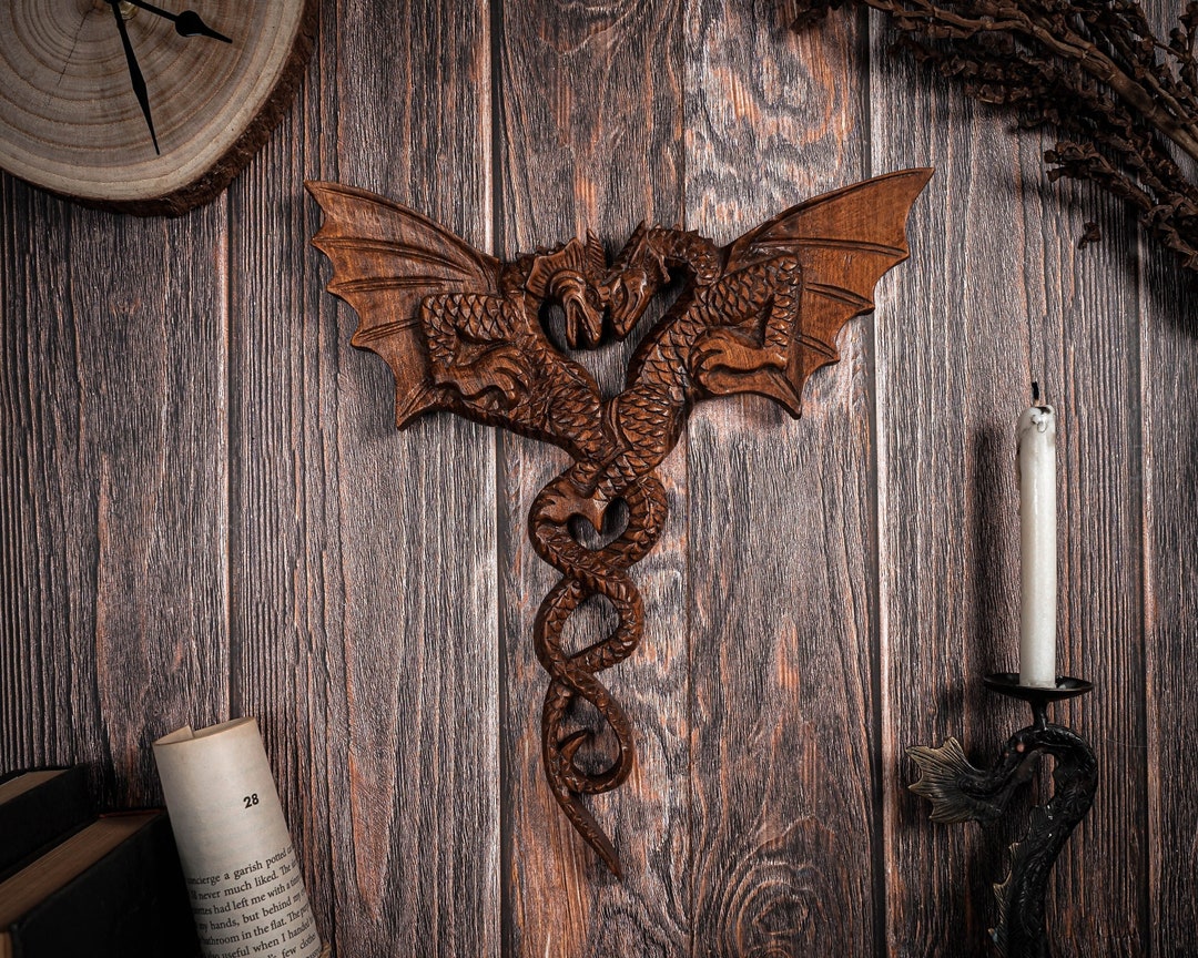 Hanging Couple Dragon Statue 11", Wall Art, Hanging Dragon, Ornament ...