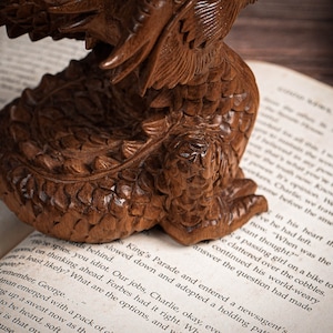 Wooden Dragon Statue 5.9", Unique Sculpture, Chinese Dragon, Mystical ...