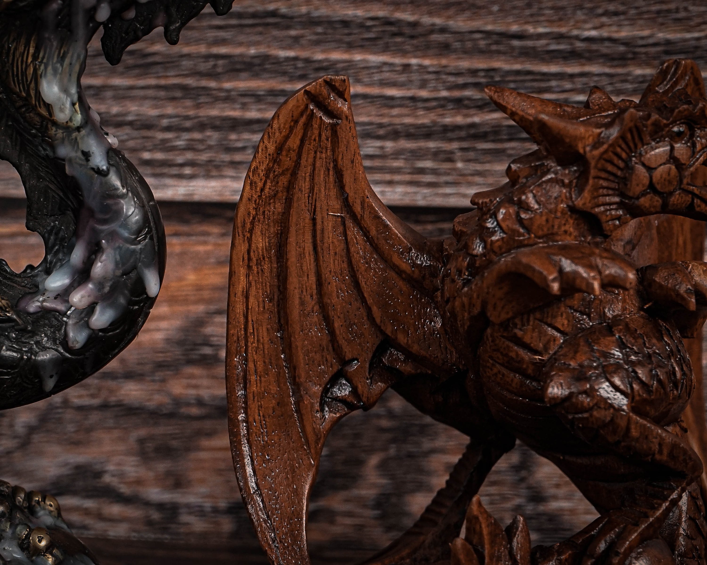 Small Dragon Statue 4.5, Mystical Animal, Wooden Dragon, Wood Carved ...