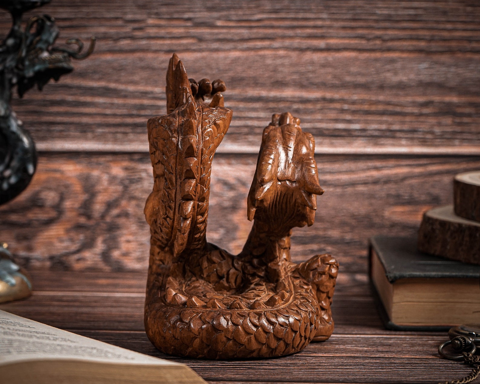 Wooden Dragon Statue 5.9 Unique Sculpture Chinese - Etsy