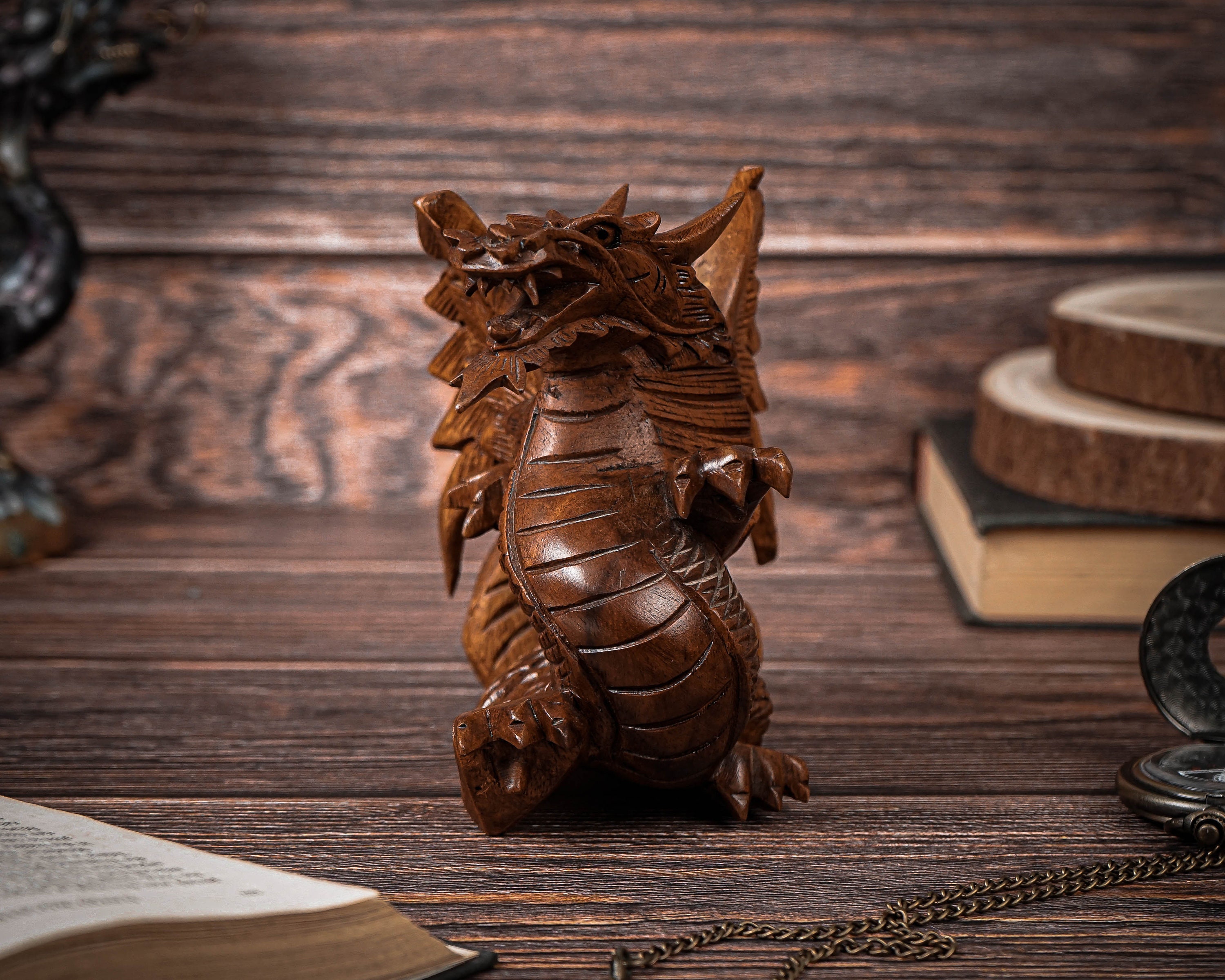 Wooden Dragon Statue 5, Unique Sculpture, Chinese Dragon, Mystical ...