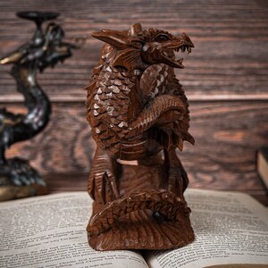Wooden Dragon Statue 6", Unique Sculpture, Chinese Dragon, Mystical ...