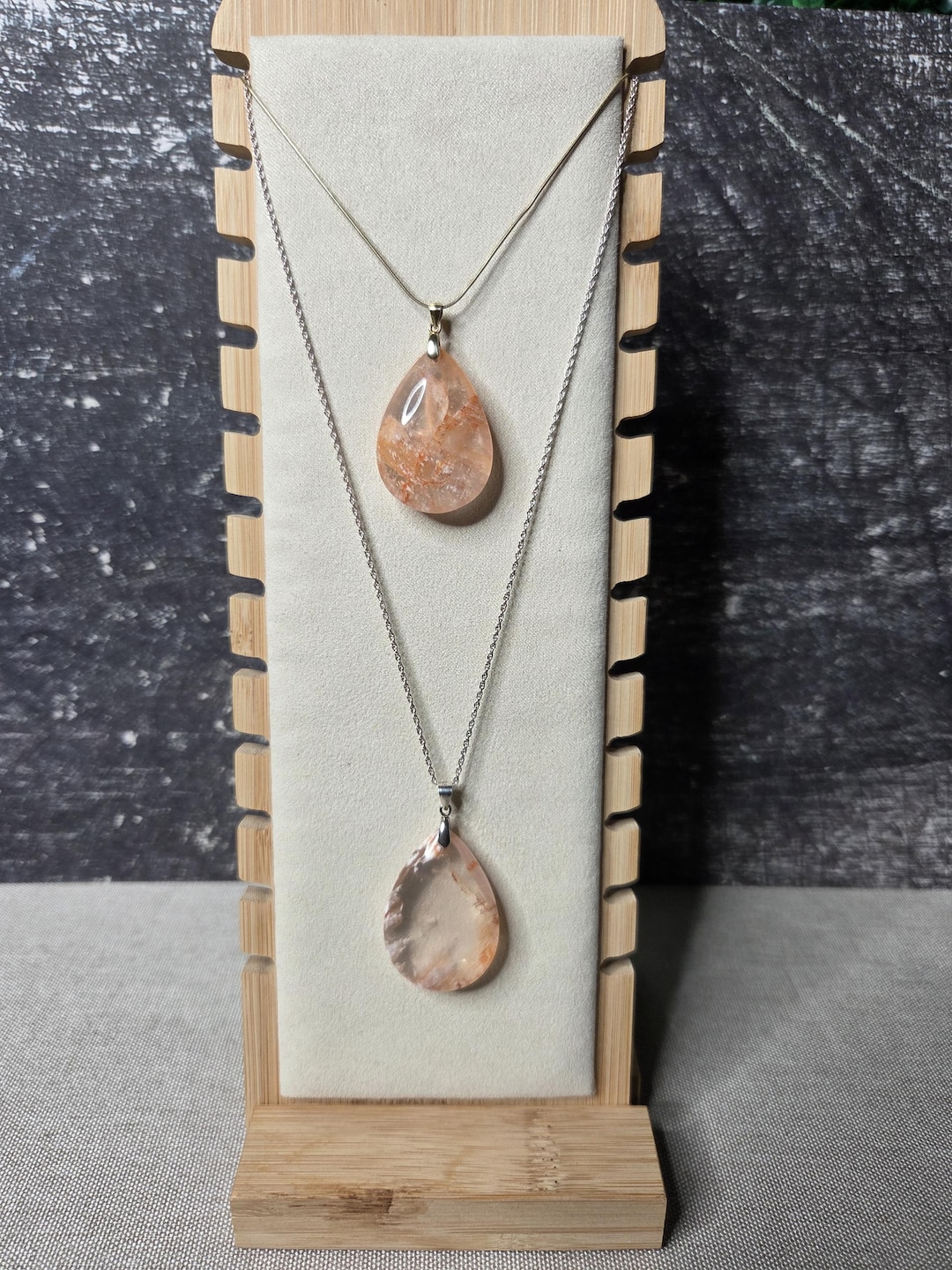 Enchanted Snowflake Garden Quartz Teardrop Pendant Necklaces - Etsy