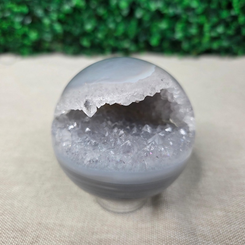 Radiant Druzy Blue Agate Geode Sphere - Etsy