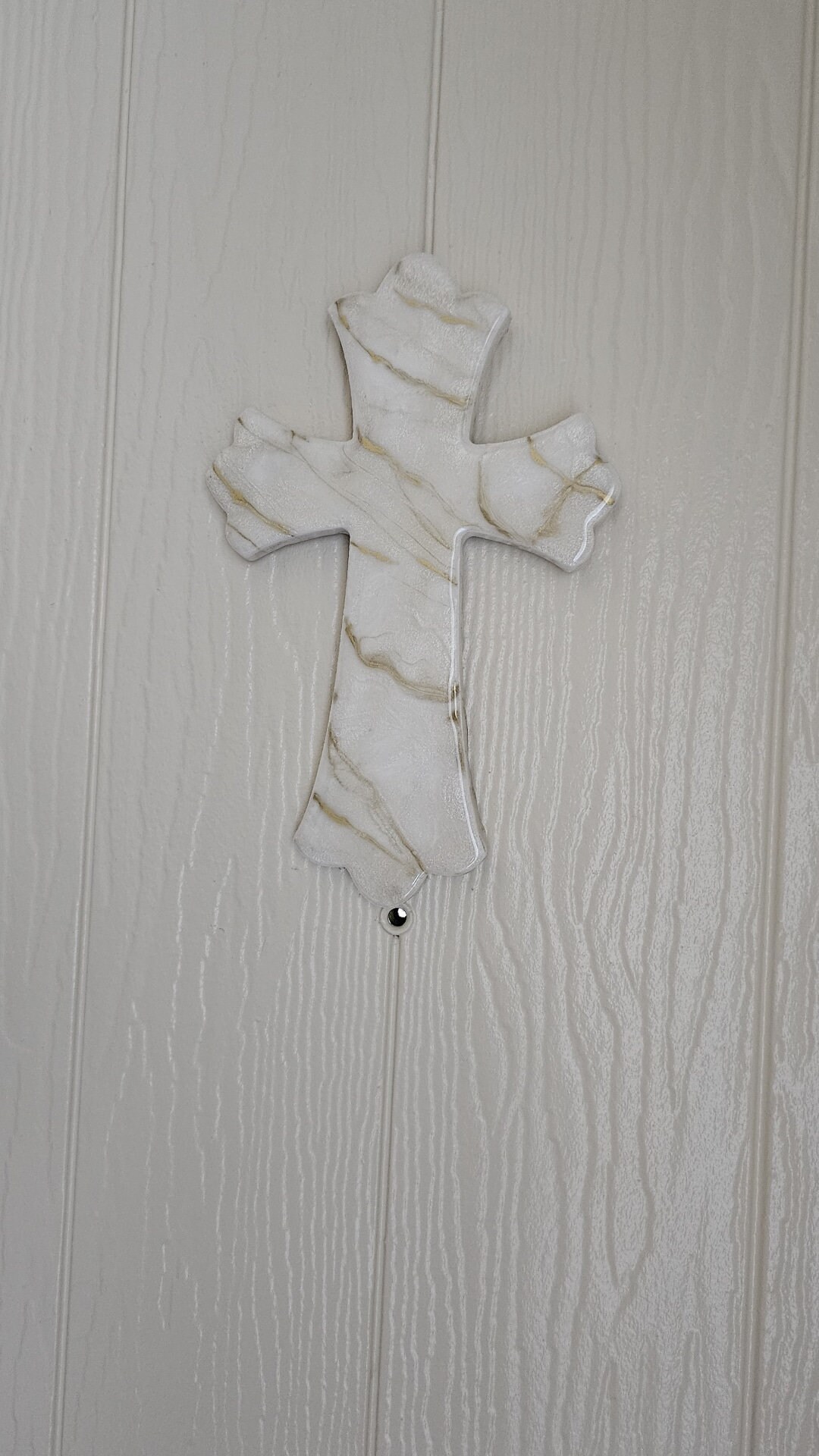 Wall Cross White and Gold Marble Cross Living Room Wall Art Resin Wall ...