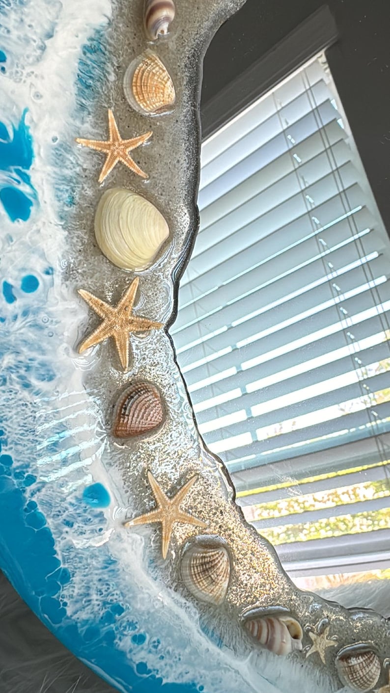 Ocean Waves Mirror| Beach Waves Acrylic Mirror| Seashells Beach Morror ...