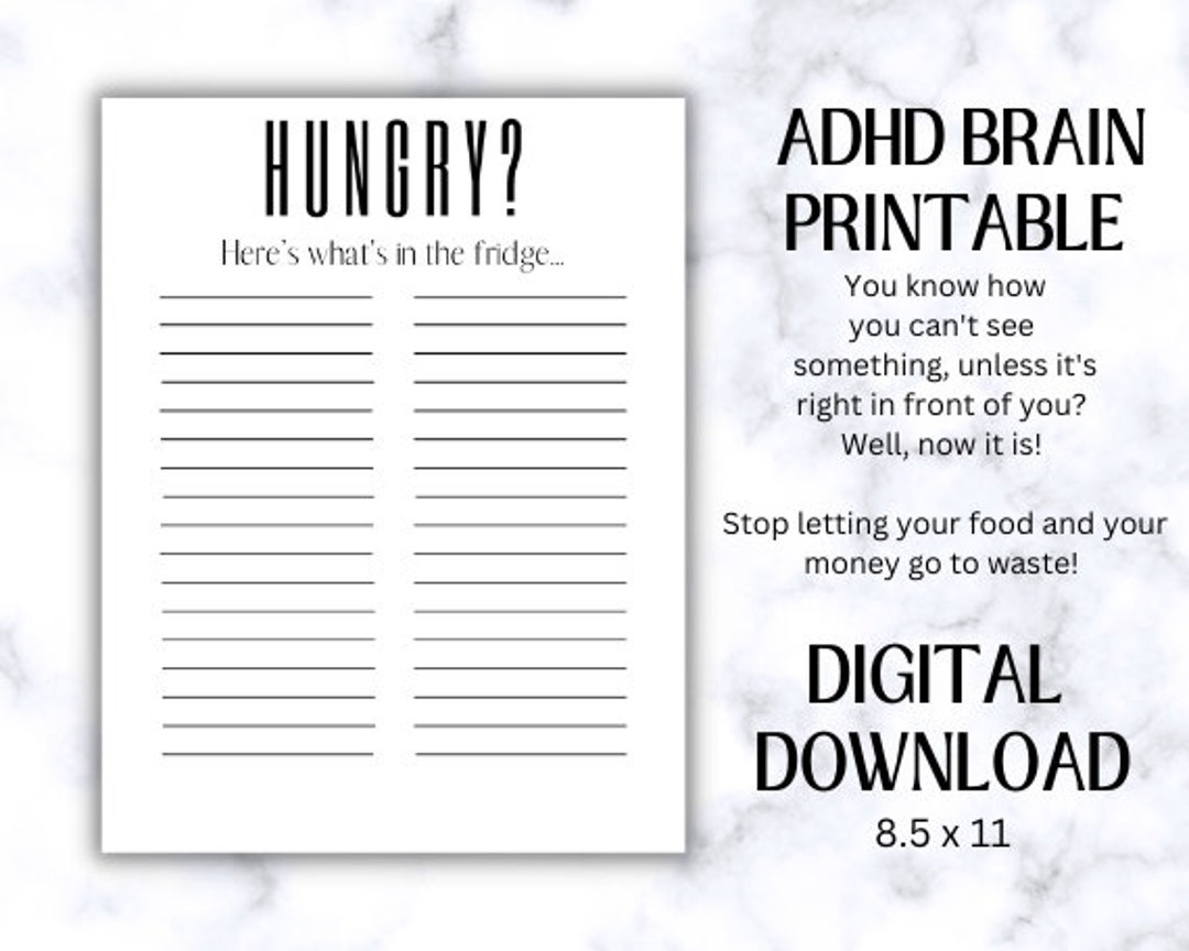 HUNGRY? Printable for ADHD Brain. Inventory; Reduce Food Waste! Save ...