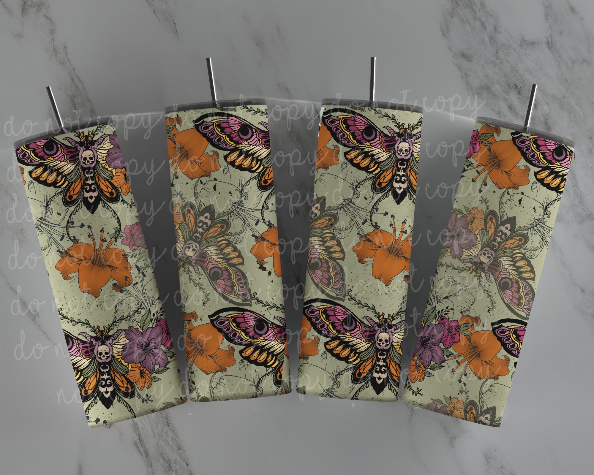 Floral Death Moth Sage Seamless PNG Digital Download - Etsy