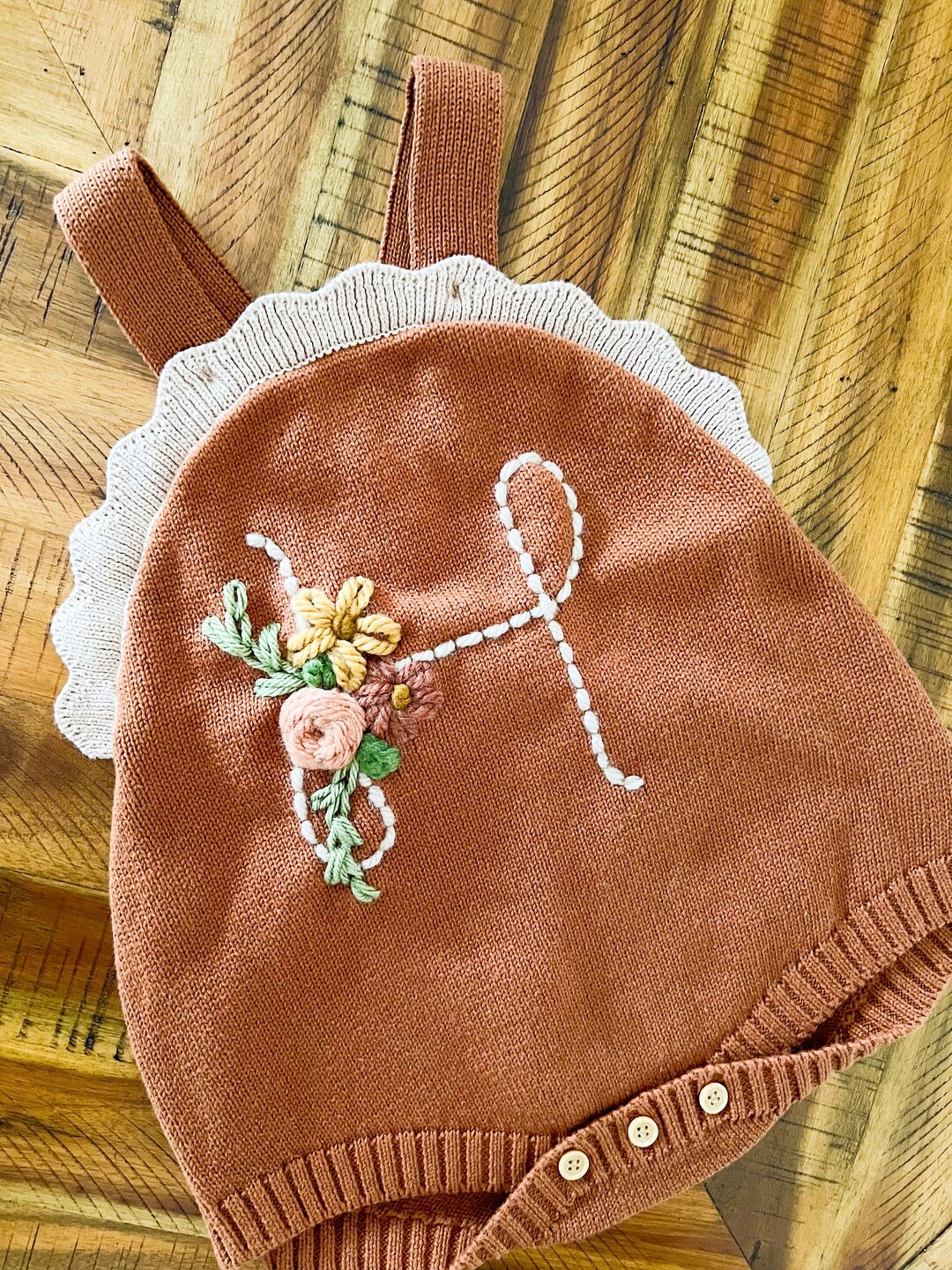 Custom Hand Embroidered Knit Romper, Custom Romper, Name Romper ...