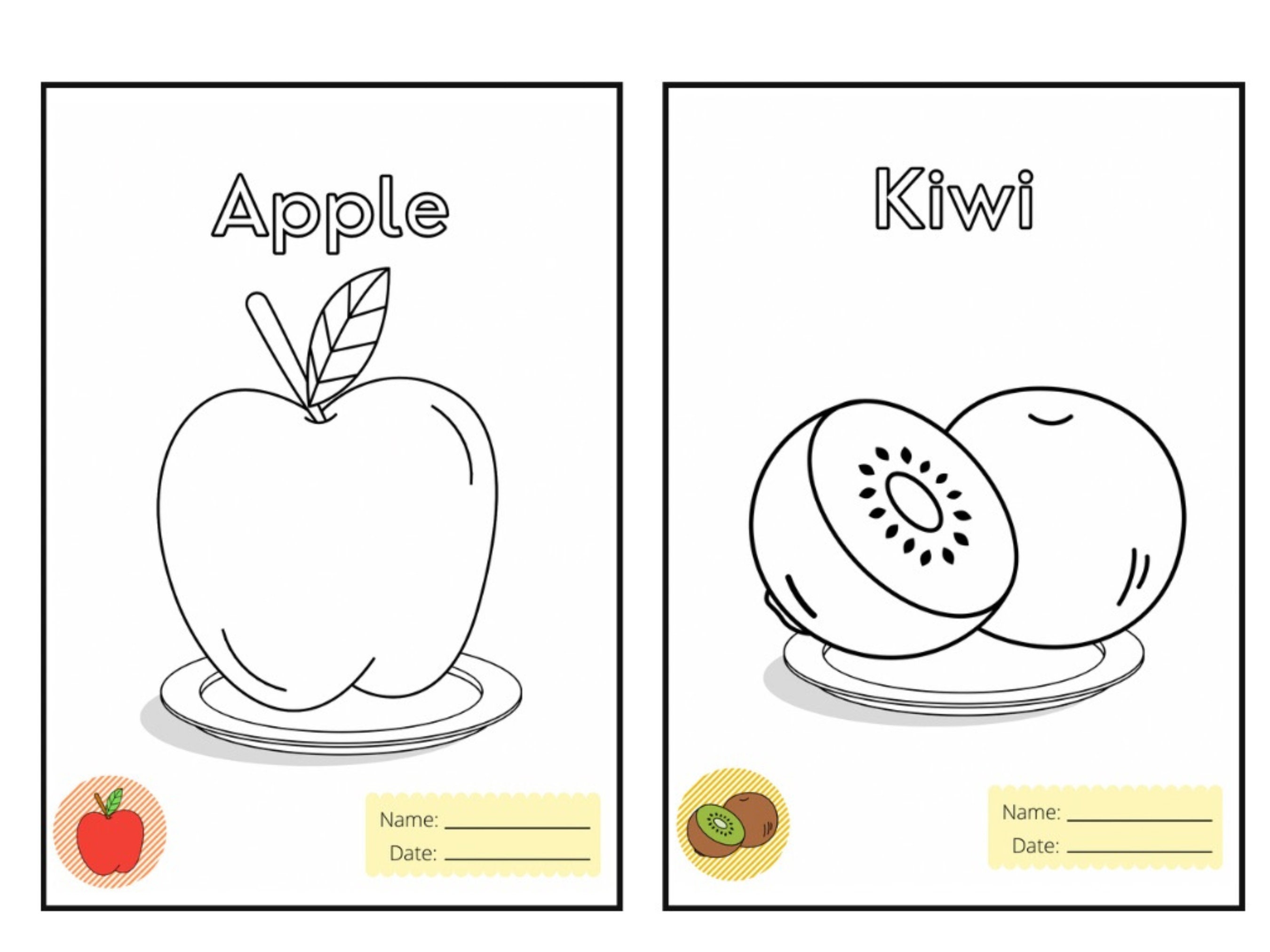 Fruits & Vegetables Coloring Pages: 35 Kids Activities (printable PDF ...