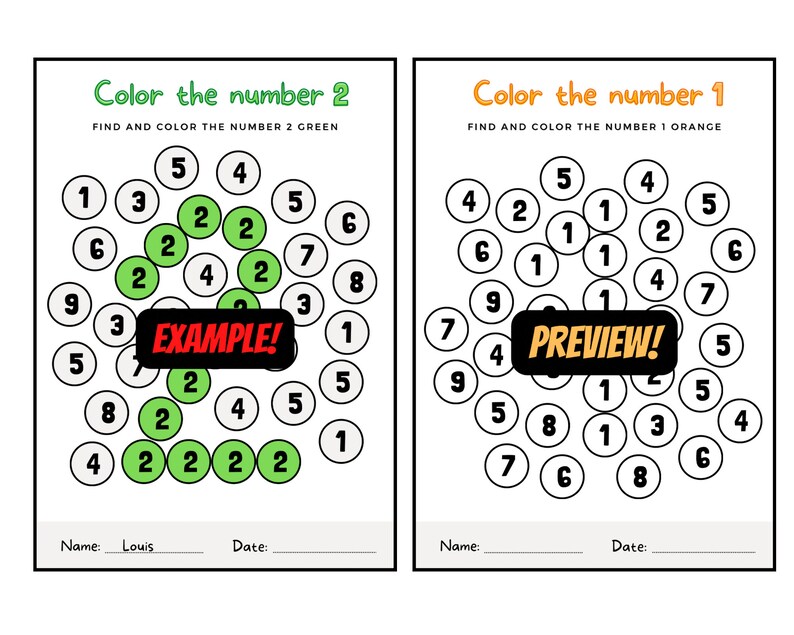 Colouring the Numbers 1-10, Exercise for Kids! Preschool Exercises, 10 ...