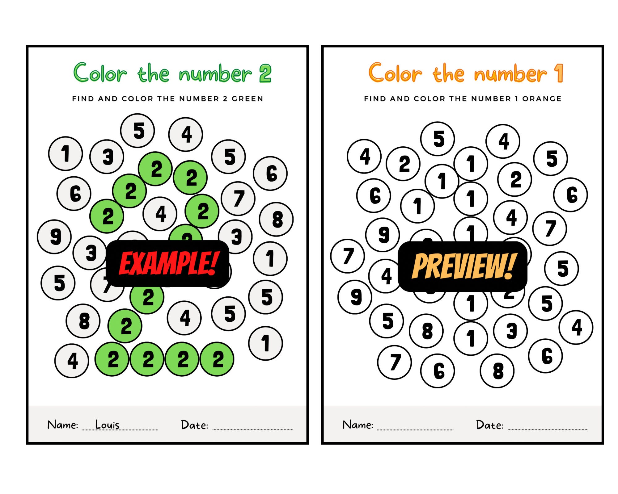 Colouring the Numbers 1-10, Exercise for Kids! Preschool Exercises, 10 ...