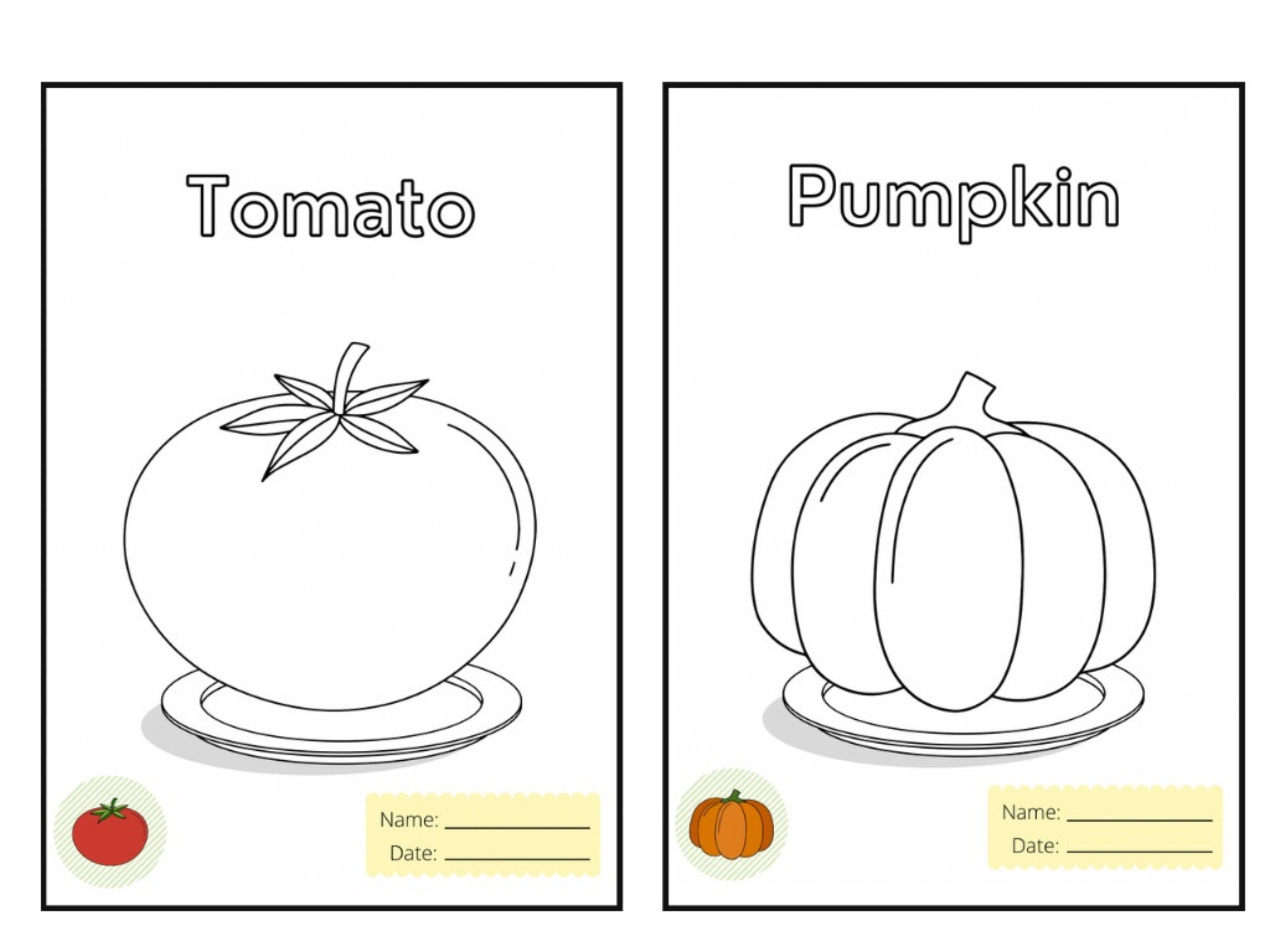 Fruits & Vegetables Coloring Pages: 35 Kids Activities (printable PDF ...