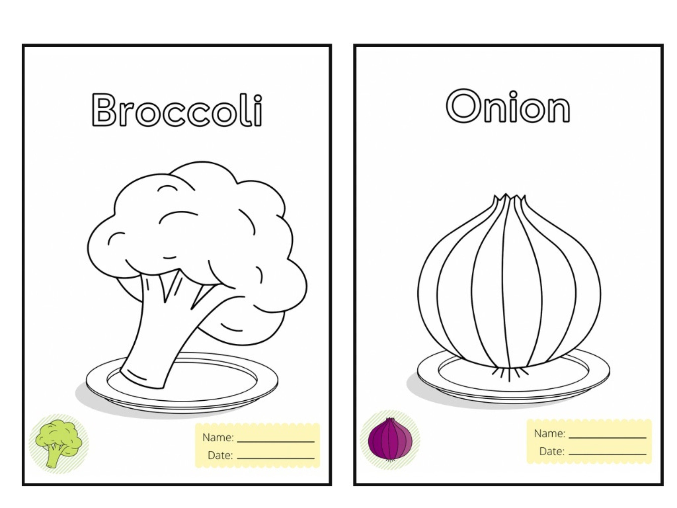Fruits & Vegetables Coloring Pages: 35 Kids Activities (printable PDF ...
