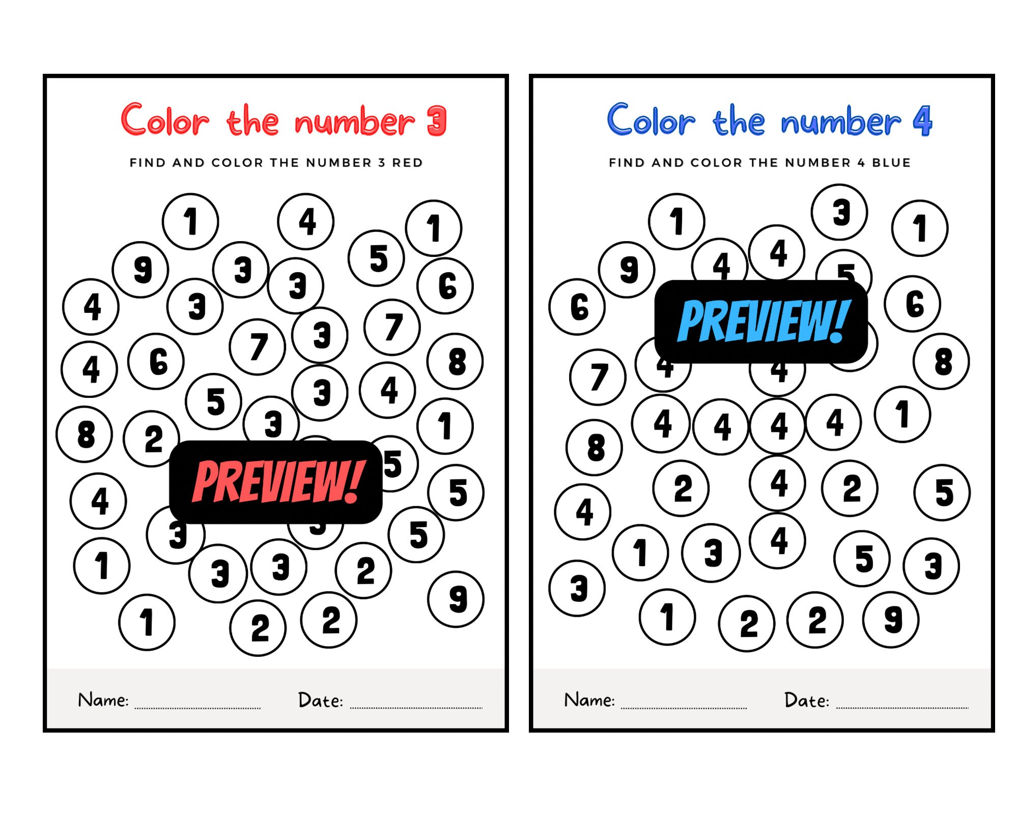 Colouring the Numbers 1-10, Exercise for Kids! Preschool Exercises, 10 ...